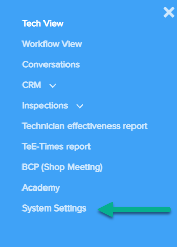 How To Navigate to 'Shop Settings' from the TVP.X – AutoVitals