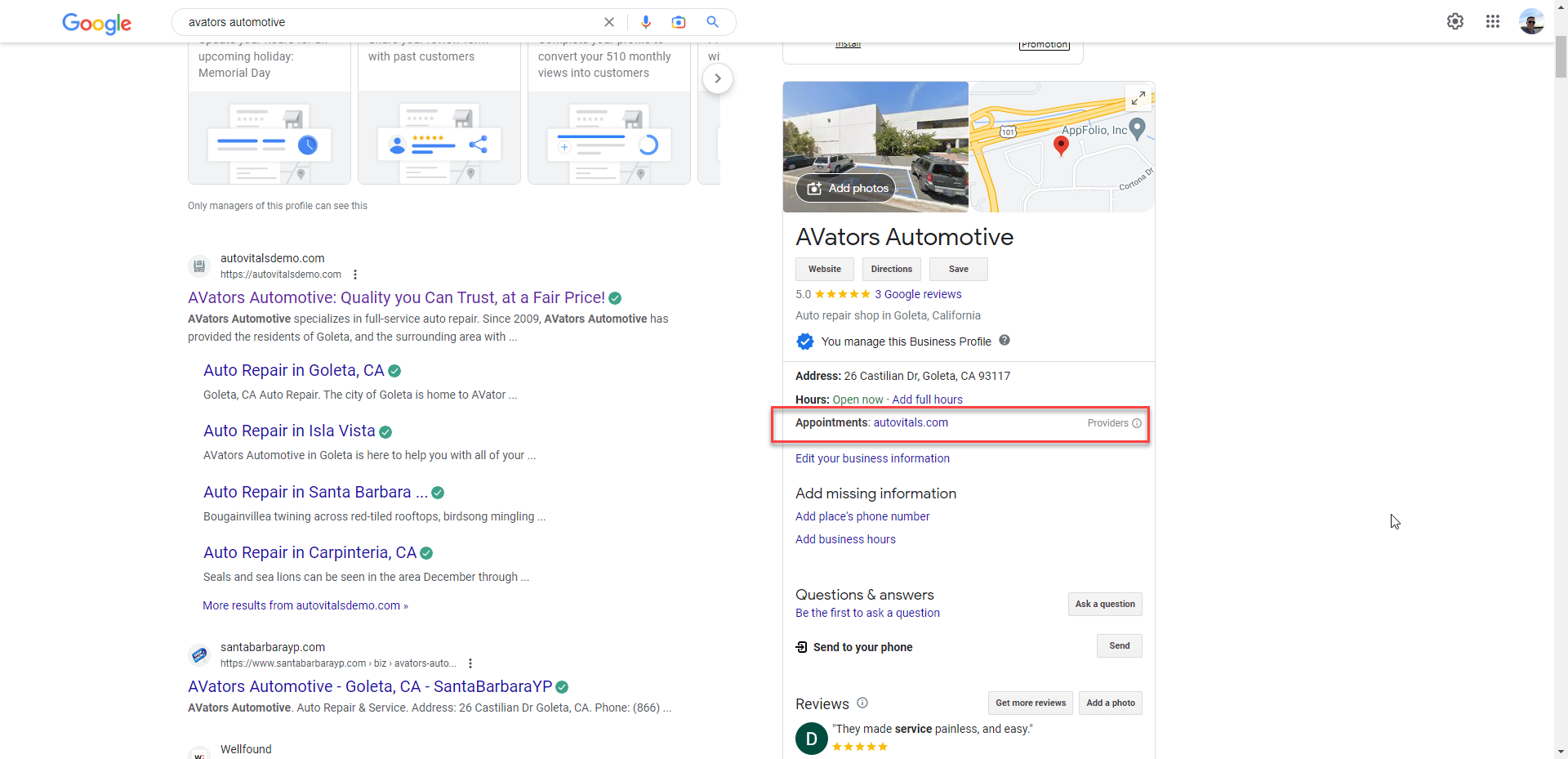Web Only Appointment Management – AutoVitals