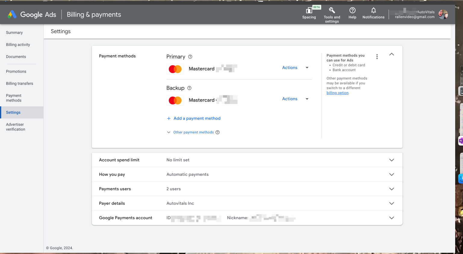 Managing Your Google Ads Payment Info – AutoVitals
