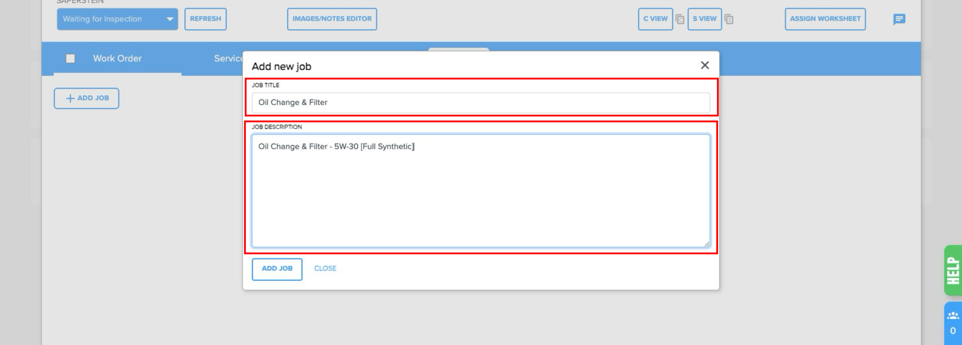 Non-Integrated Shops: Manual Job Creation on TVP – AutoVitals